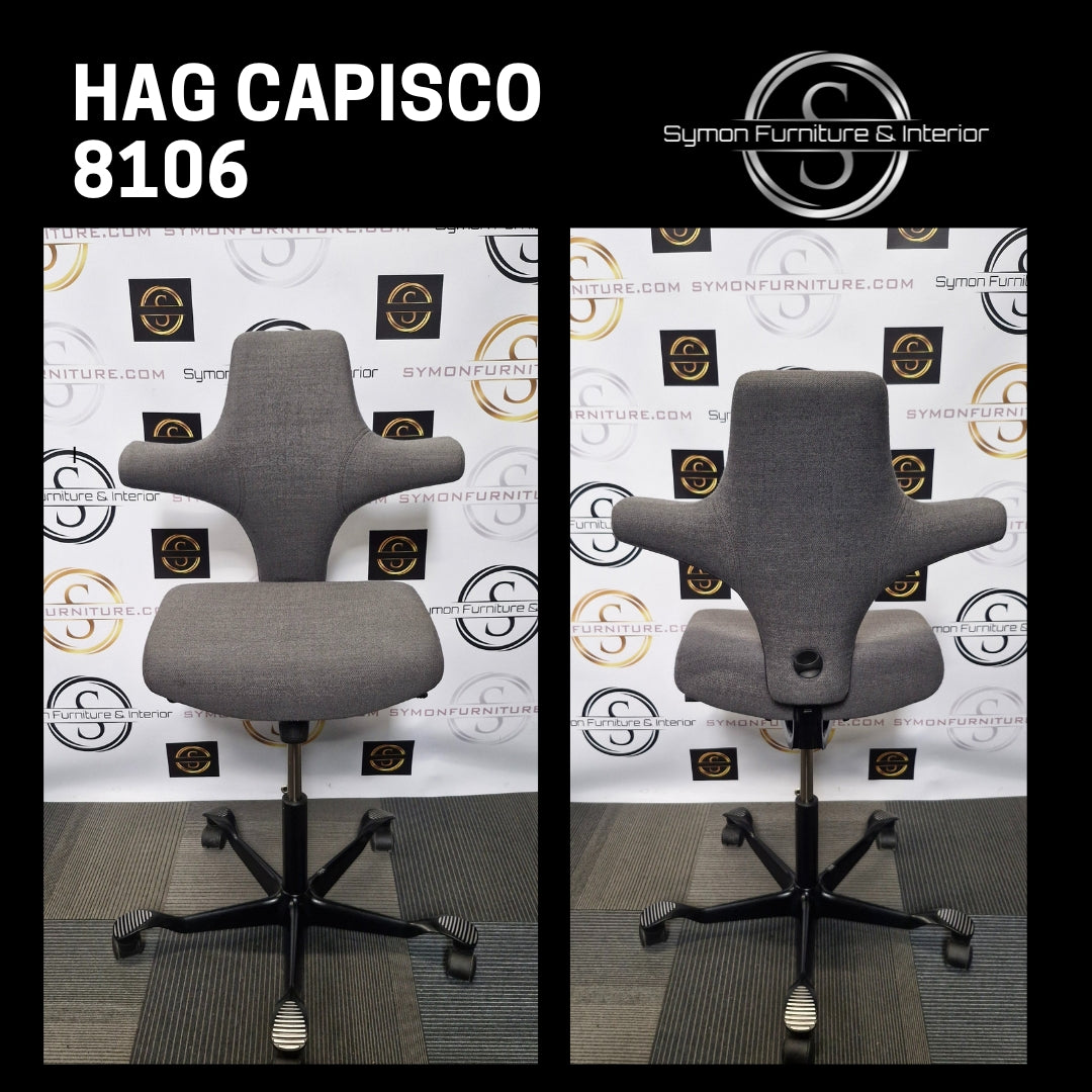 HAG Capisco 8106 / Black Frame / Grey Fabric — Symon Furniture & Interior